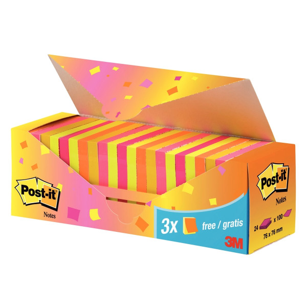 3M POST-IT Boîte de 24 blocs de 100 feuilles Post-it assortis format 76 ...